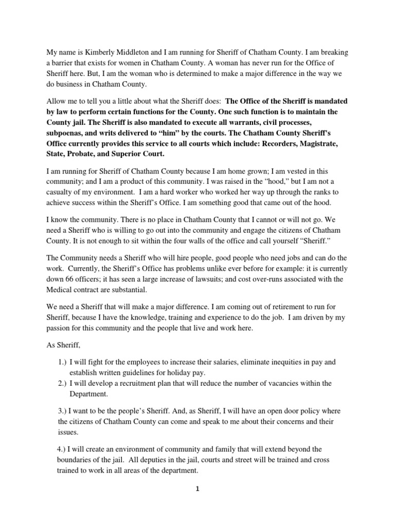 Kimberly Middleton's Full Announcement | PDF | Prison | Sheriffs In The ...