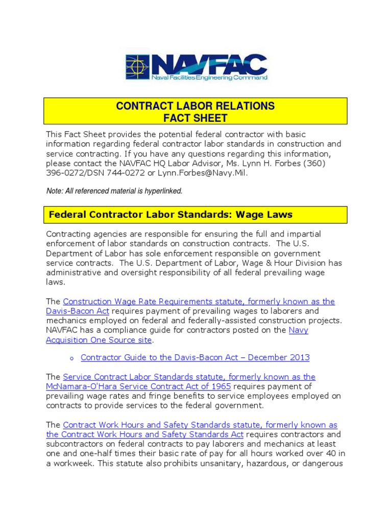 Federal Contractor Labor Standards Guide | PDF | Rehabilitation Act Of ...