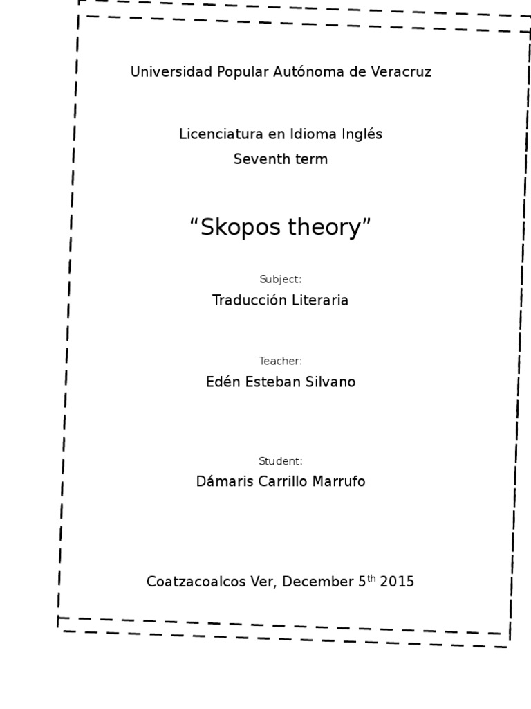Skopos Theory Put Forward by Hans J | PDF | Translations | Information