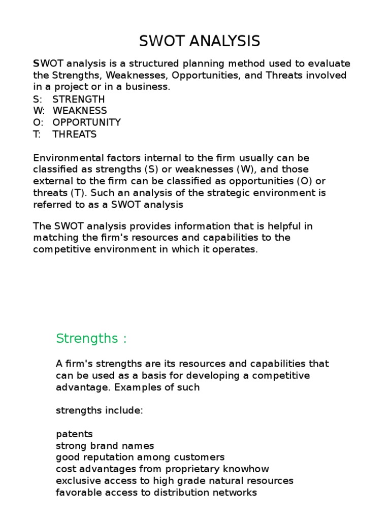 SWOT Engineering Analysis | PDF