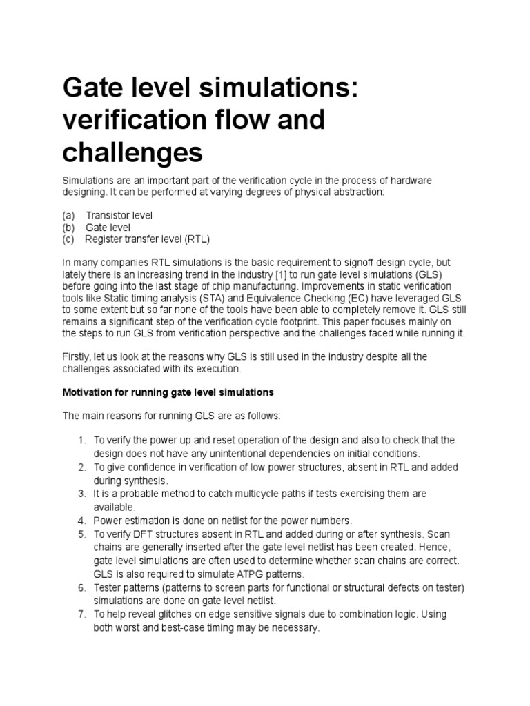 Gate Level Simulations | PDF | Digital Electronics | Computer Engineering