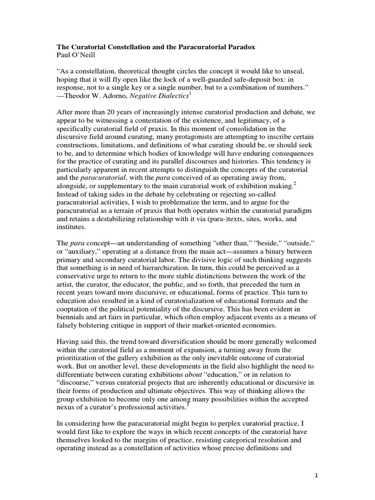 Curatorial Practices and Paracuratorial Dynamics | PDF | Curator ...