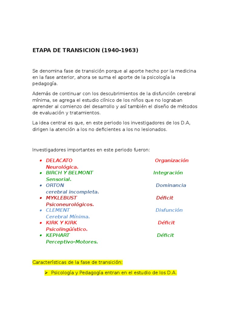 Transición en Psicología y Pedagogía | PDF