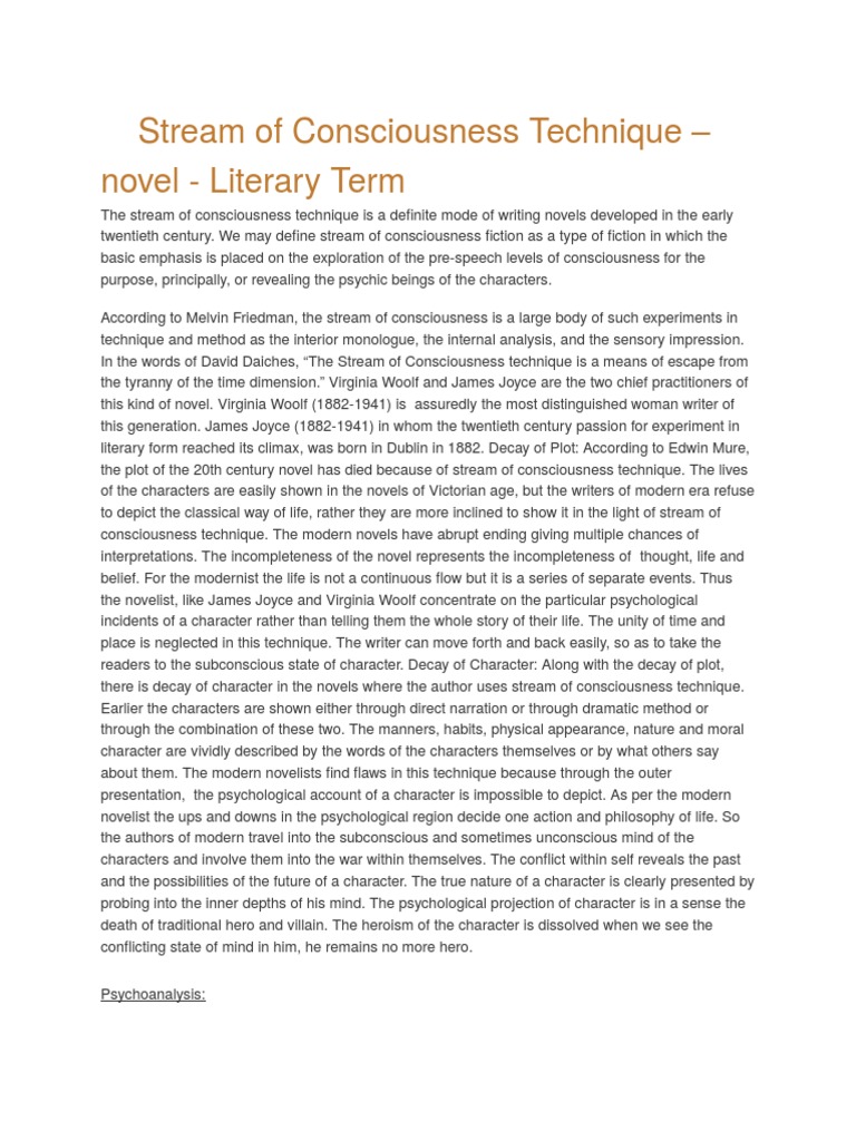 Stream of Consciousness Technique | Unconscious Mind | Consciousness