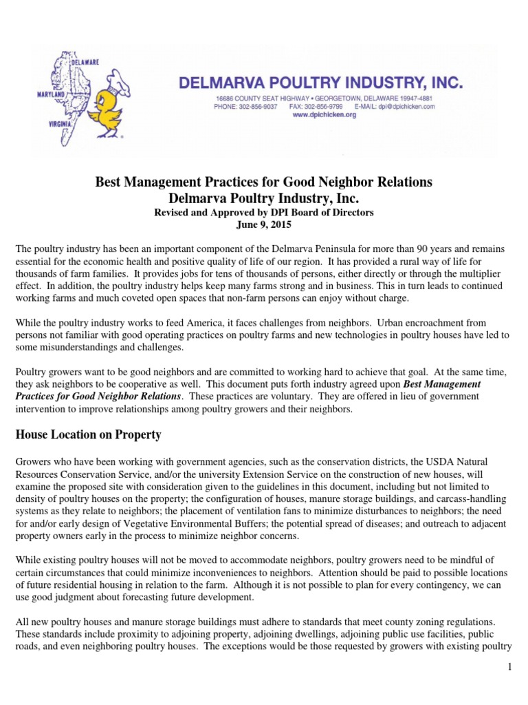DPI Good Neighbor Policy | PDF | Poultry Farming | Poultry