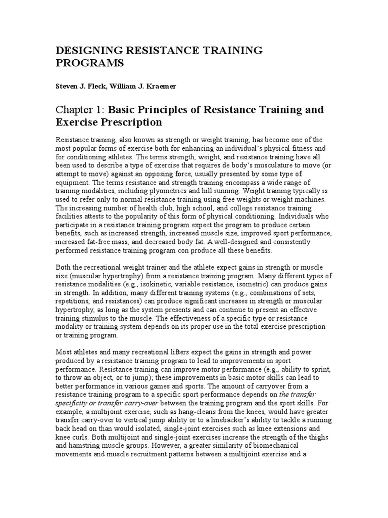 Chapter 1: Basic Principles of Resistance Training and | PDF | Strength ...