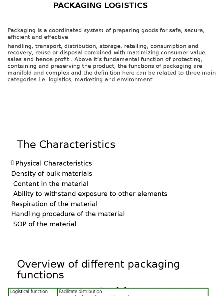 Packaging Logistics | PDF | Packaging And Labeling | Shelf Life