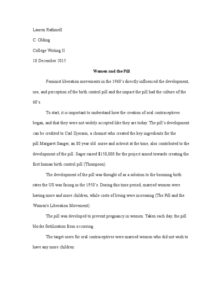 Research Paper | PDF | Combined Oral Contraceptive Pill | Birth Control