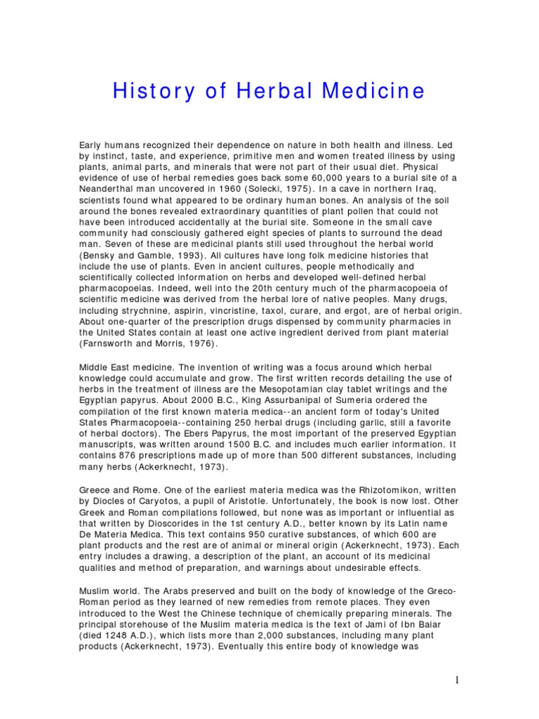 Evolution of Herbal Medicine History | PDF | Herbalism | Ayurveda