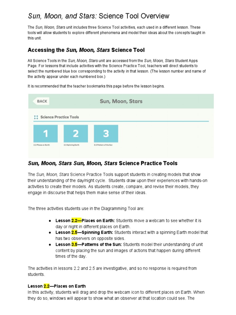 Sun, Moon, and Stars Science Tools | PDF
