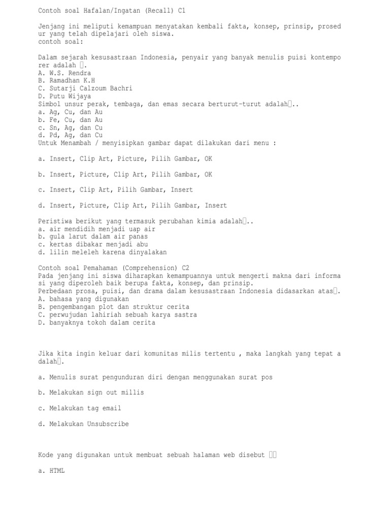 Contoh Soal C1 C6 | PDF