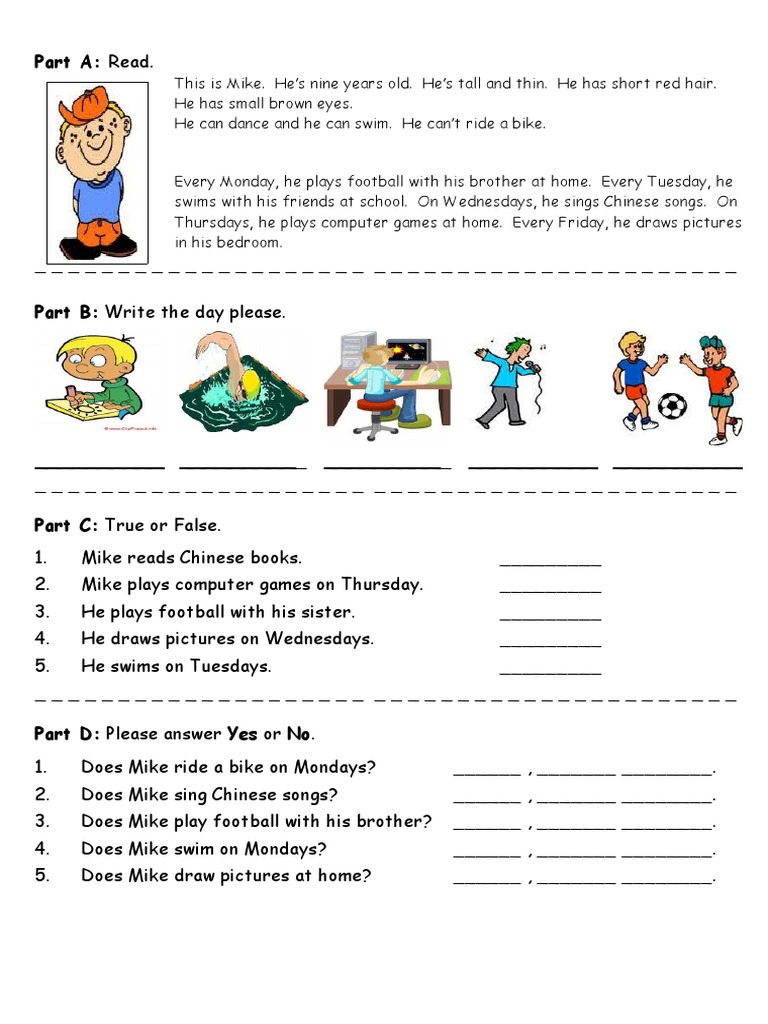 Short Reading Days of Week Simple Present | PDF | Career & Growth ...