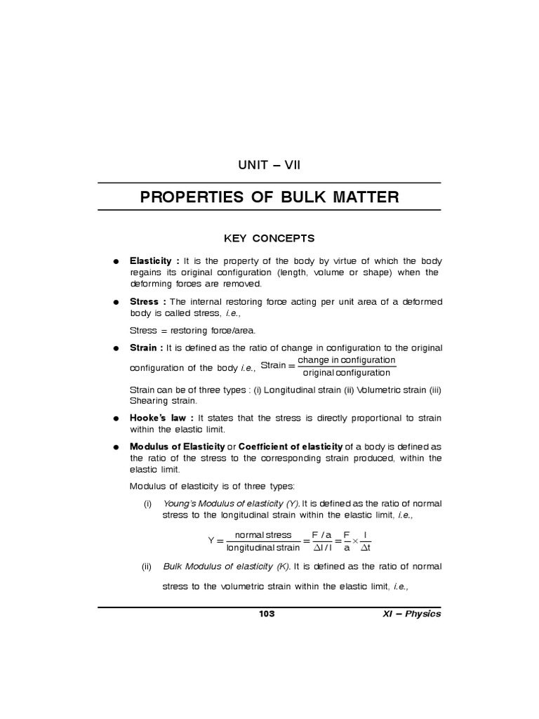 Properties of Bulk Matter Class XI | Elasticity (Physics) | Viscosity
