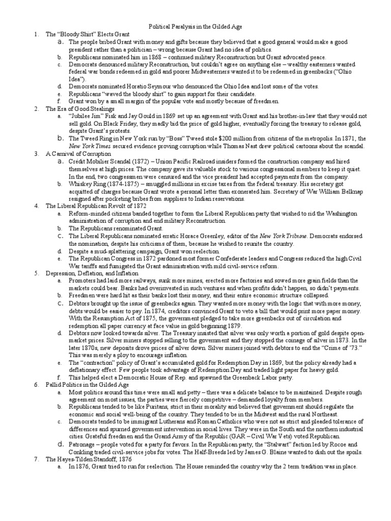 Chapter 23 - Political Paralysis in The Gilded Age | PDF | Ulysses S ...