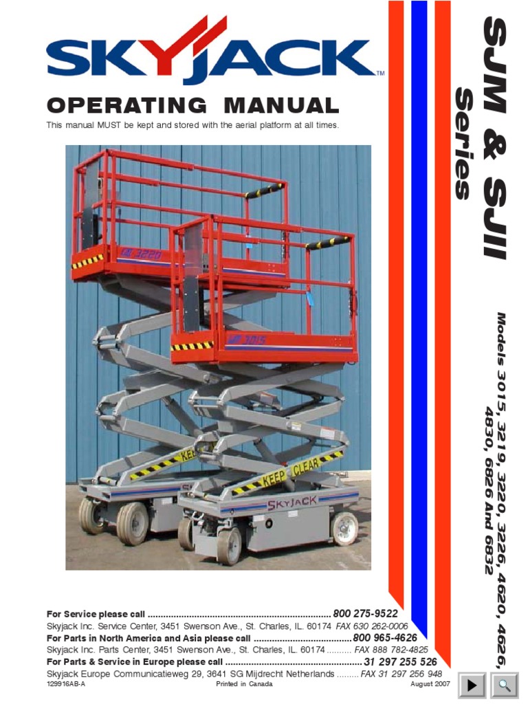 Skyjack Aerial Platform Manual | PDF | Switch | Elevator