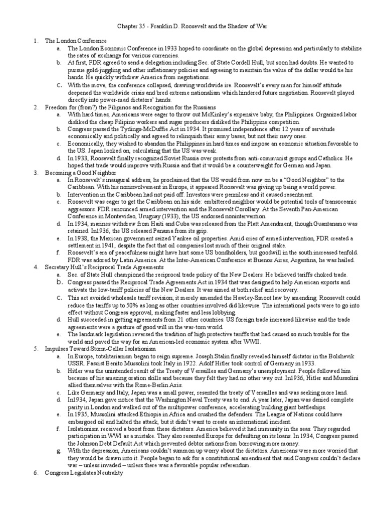 Chapter 35 - Franklin D. Roosevelt and The Shadow of War | PDF ...