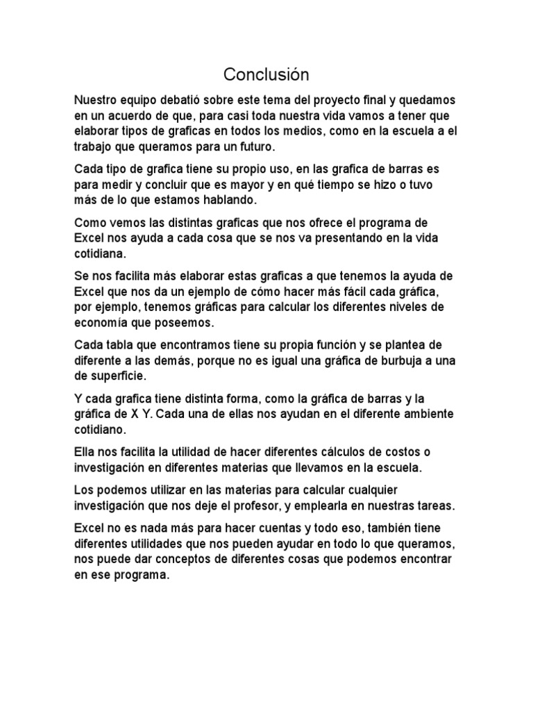 Conclusión | PDF | Microsoft Excel | Informática y tecnología de la ...