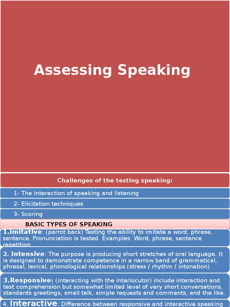 Assessing Speaking | PDF | Speech | Fluency