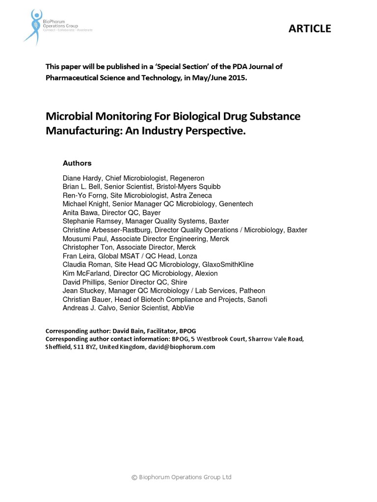 Microbial Monitoring - Bioburden - Pda Journal May June 2015 | PDF ...