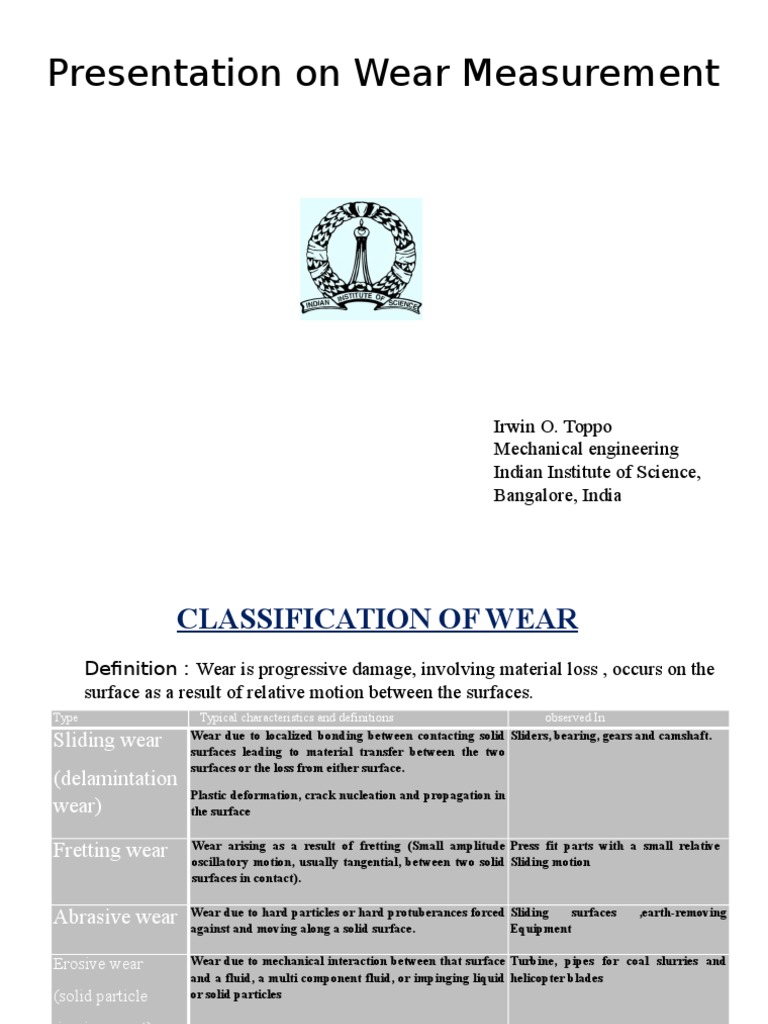 Wear Measurement | PDF