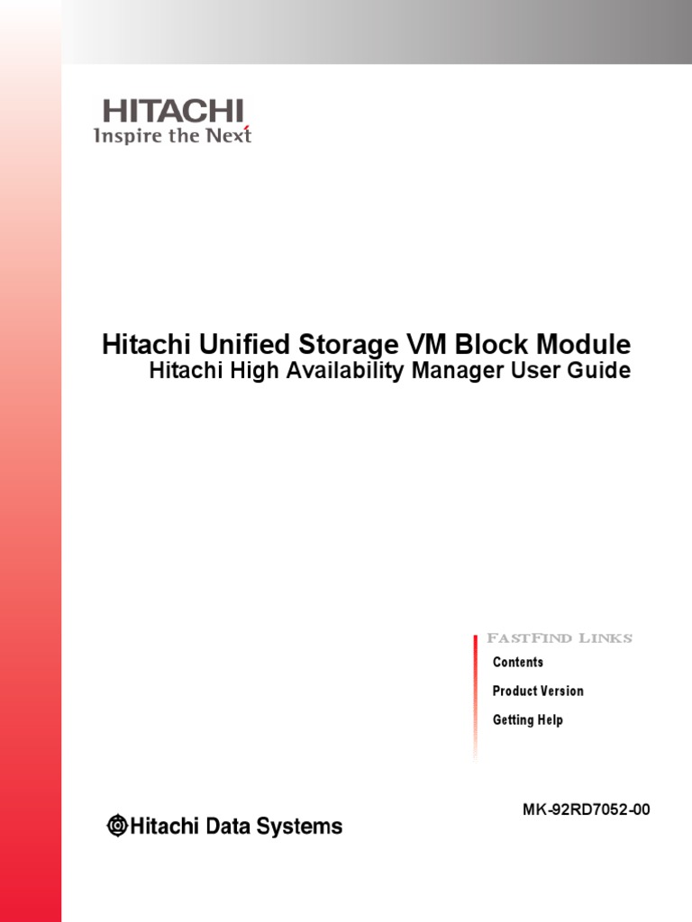 Hitachi Unified Storage VM Block Module: Hitachi High Availability Manager User Guide | PDF ...
