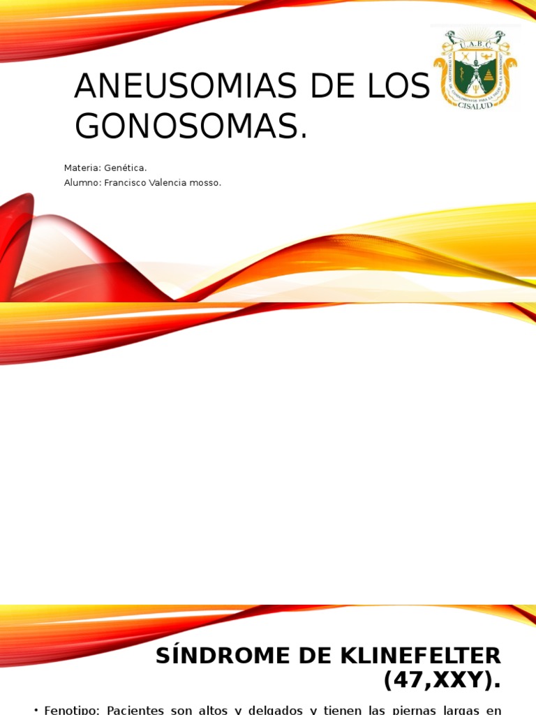 Aneusomias de Los Gonosomas | Ciencias de la tierra y de la vida | Biología