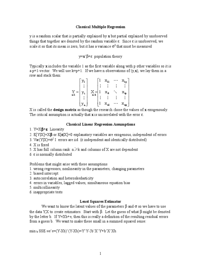 Classical Multiple Regression | PDF | Errors And Residuals | Ordinary Least Squares