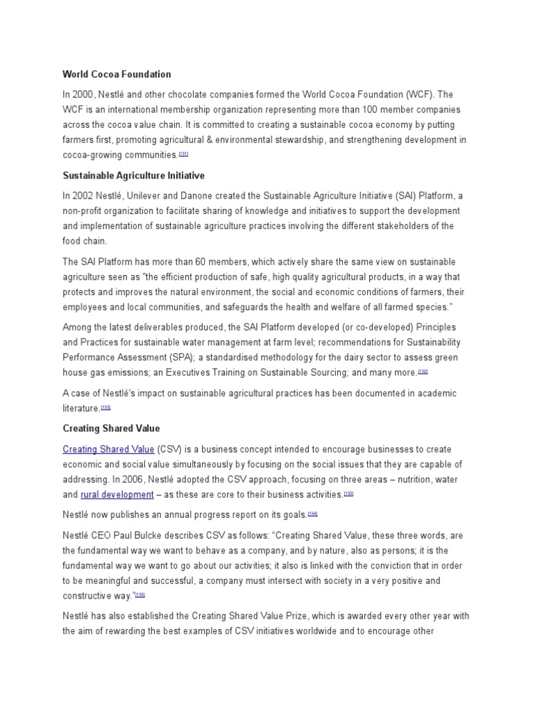 World Cocoa Foundation | PDF | Nestlé | Sustainability