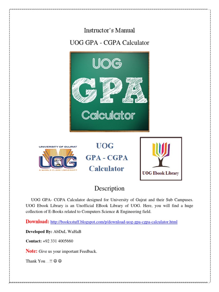 Instructor's Manual UOG GPA - CGPA Calculator | PDF | Career & Growth ...
