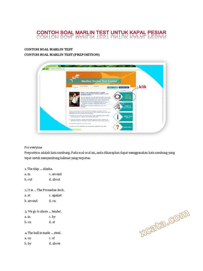 Contoh Soal Marlin Test Untuk Kapal Pesiar | PDF | Foods