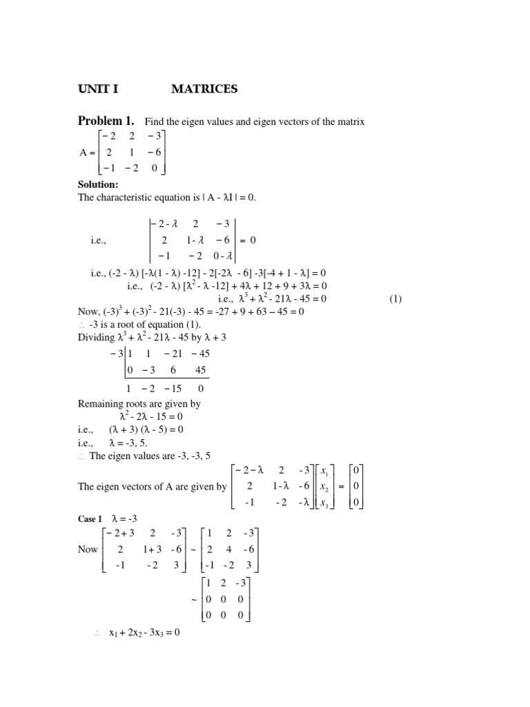 Matrices Solved Problems | PDF | Eigenvalues And Eigenvectors | Matrix ...