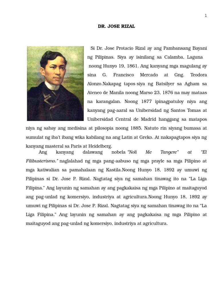 Talambuhay Ni Jose Rizal Ang Pambansang Bayani Ng Pilipinas