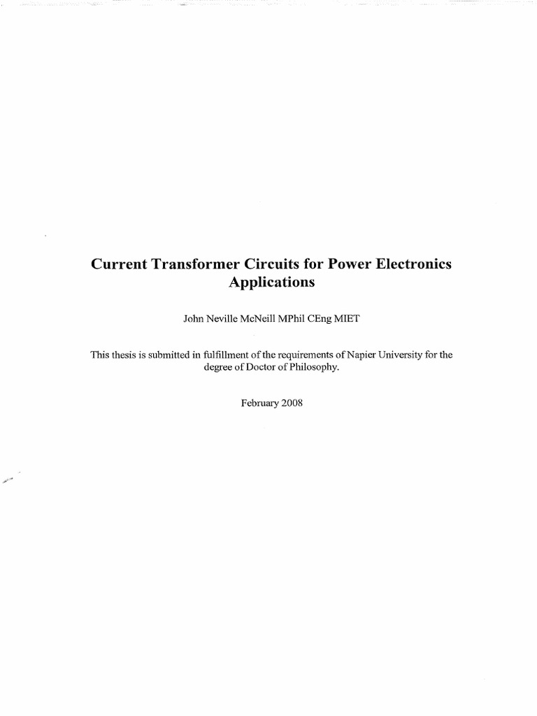 Current Transformer Circuits For Power Electronics Applications | PDF