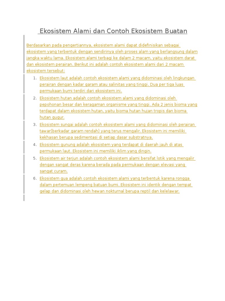 Ekosistem Alami Dan Contoh Ekosistem Buatan | PDF Ekosistem Alami Dan Contoh Ekosistem Buatan | PDF