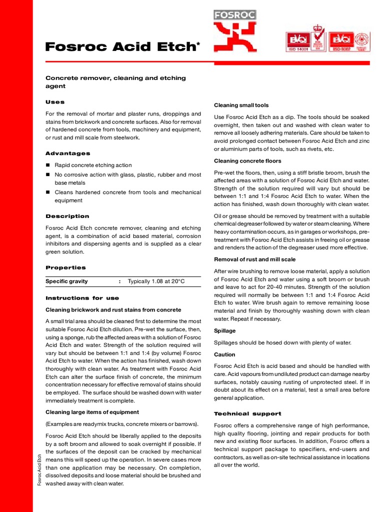 Fosroc Acid Etch | PDF | Rust | Etching