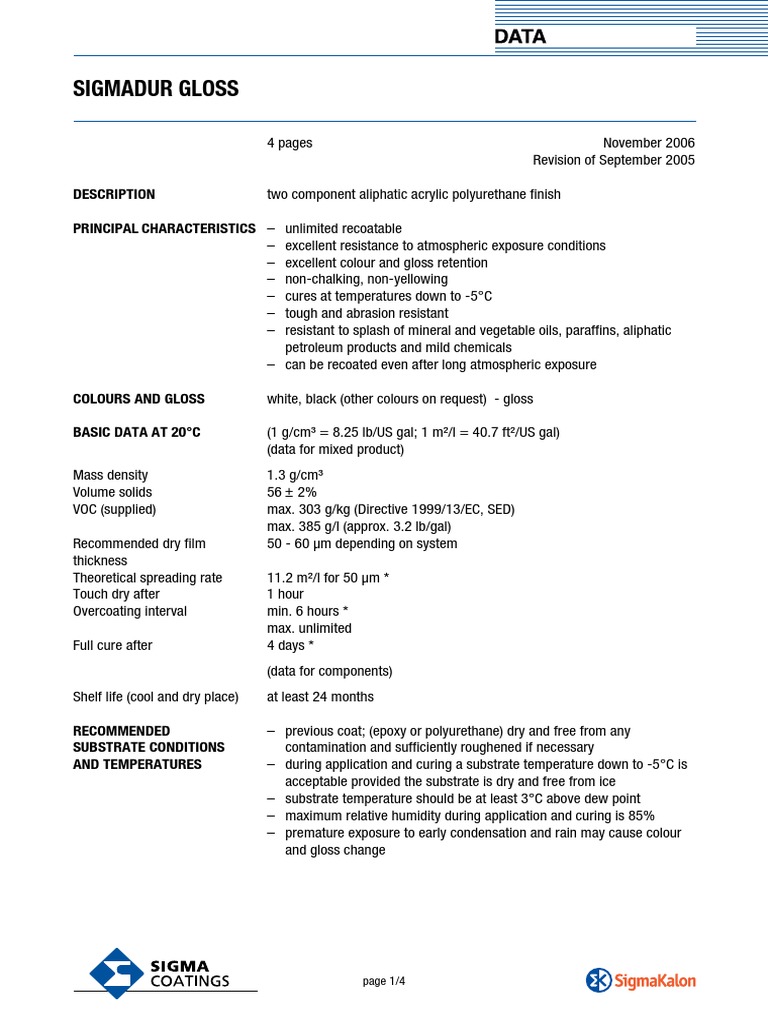 Sigmadur Gloss: Description PRINCIPAL CHARACTERISTICS - Unlimited ...