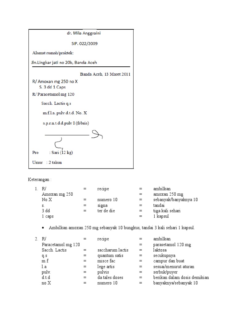 Resep Medis Untuk Pasien: Amoxicillin dan Parasetamol untuk Penanganan ...