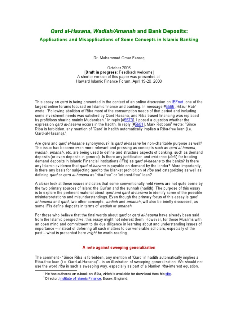 Qard Hasan | PDF | Islamic Banking And Finance | Hadith