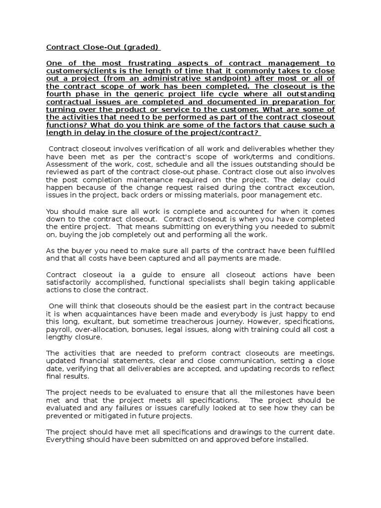 Contract Closeout Process Guide | PDF | Invoice | Project Management