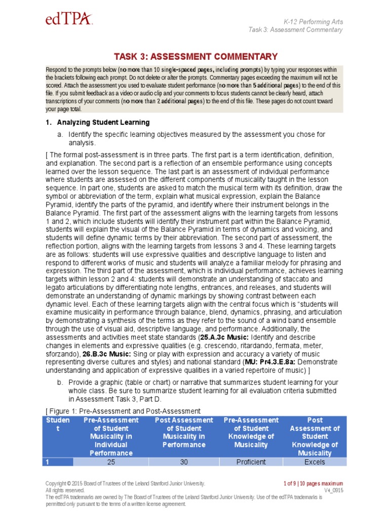 Edtpa Pfa Assessment Commentary | PDF | Educational Assessment ...