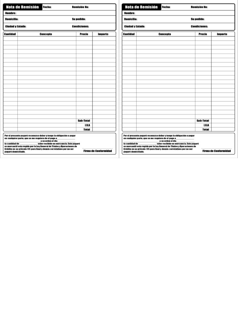 Notas de Remision para Imprimir | PDF