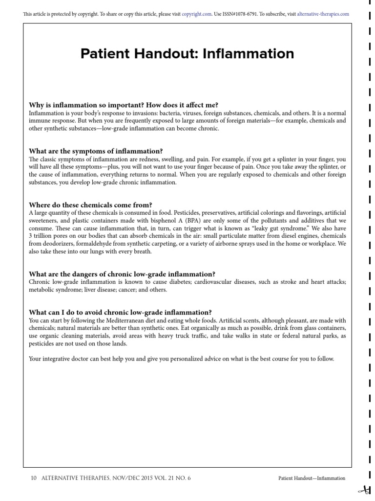Patient Handout-Inflammation | Download Free PDF | Inflammation ...