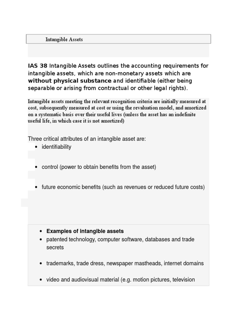 IAS 38 Intangible Assets | Intangible Asset | Business