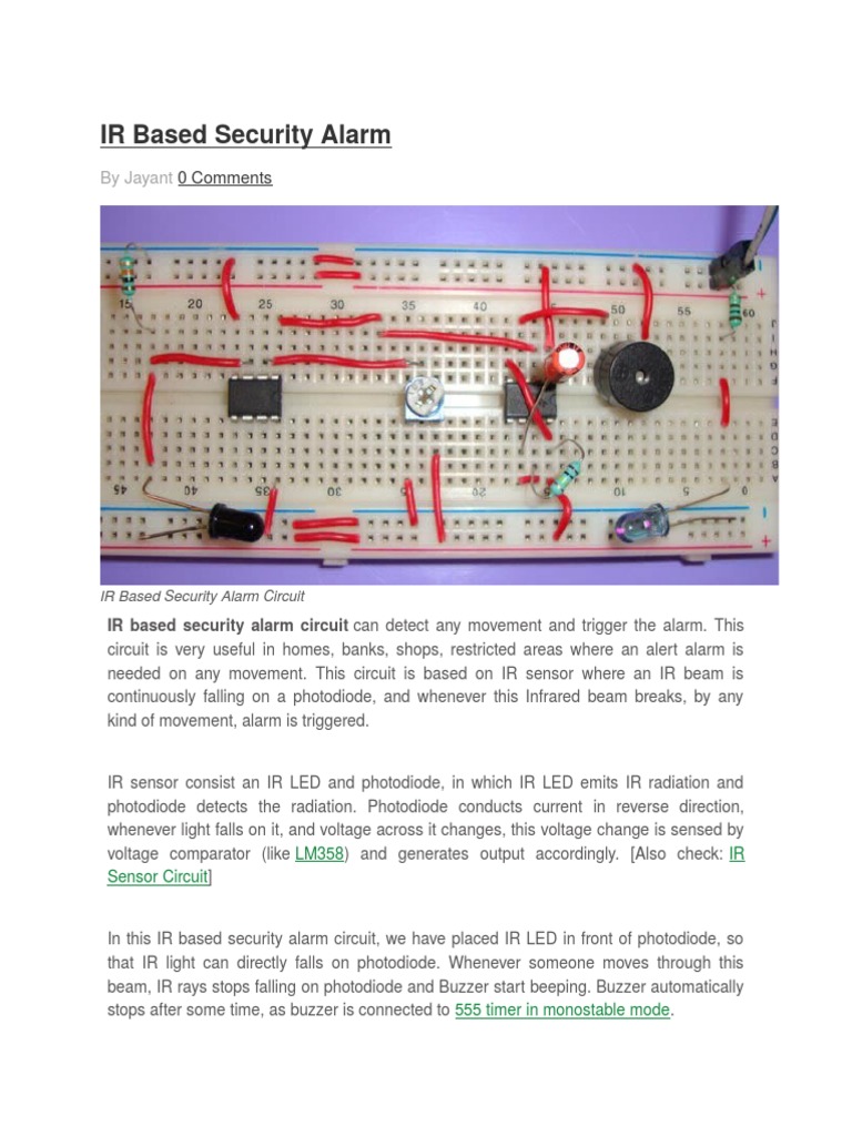 IR Based Security Alarm | PDF | Infrared | Electricity