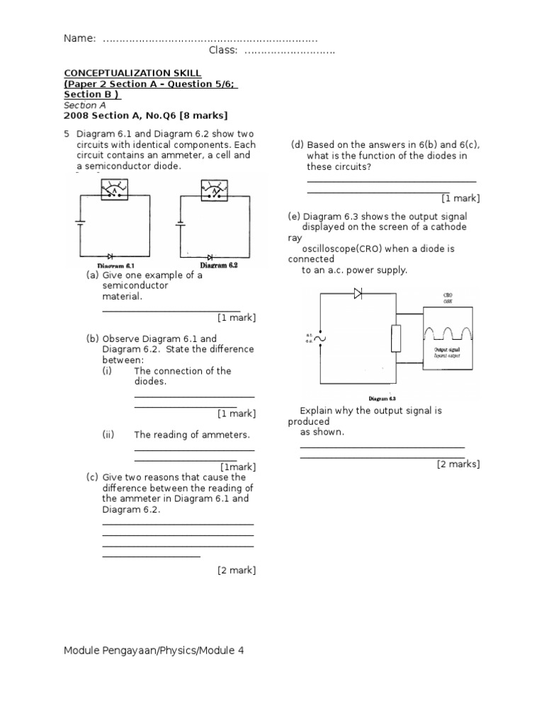 Name: Class: .: Section A | PDF