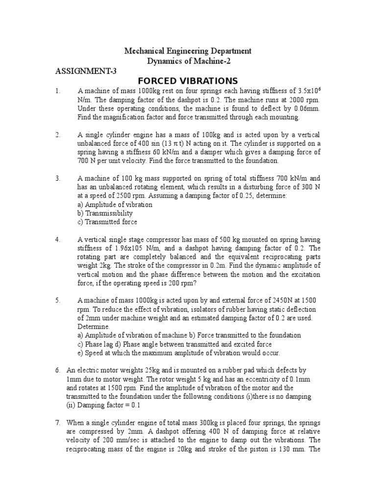 Forced Vibrations | PDF | Wavelength | Force