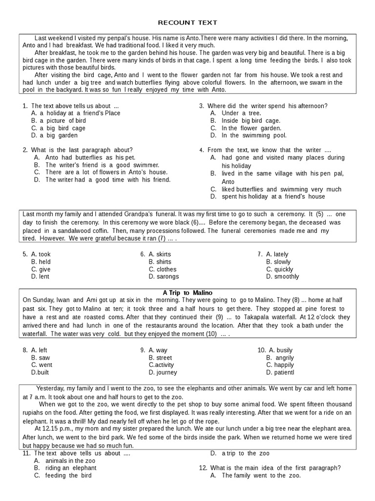 Recount Text | PDF | Zoo | Bali