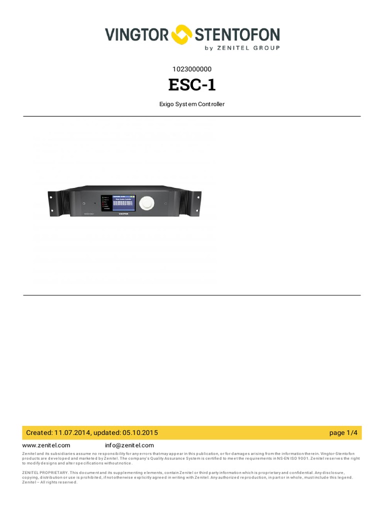 Zenitel - ESC-1 - 1023000000 | PDF | Audio Engineering | Electromagnetism