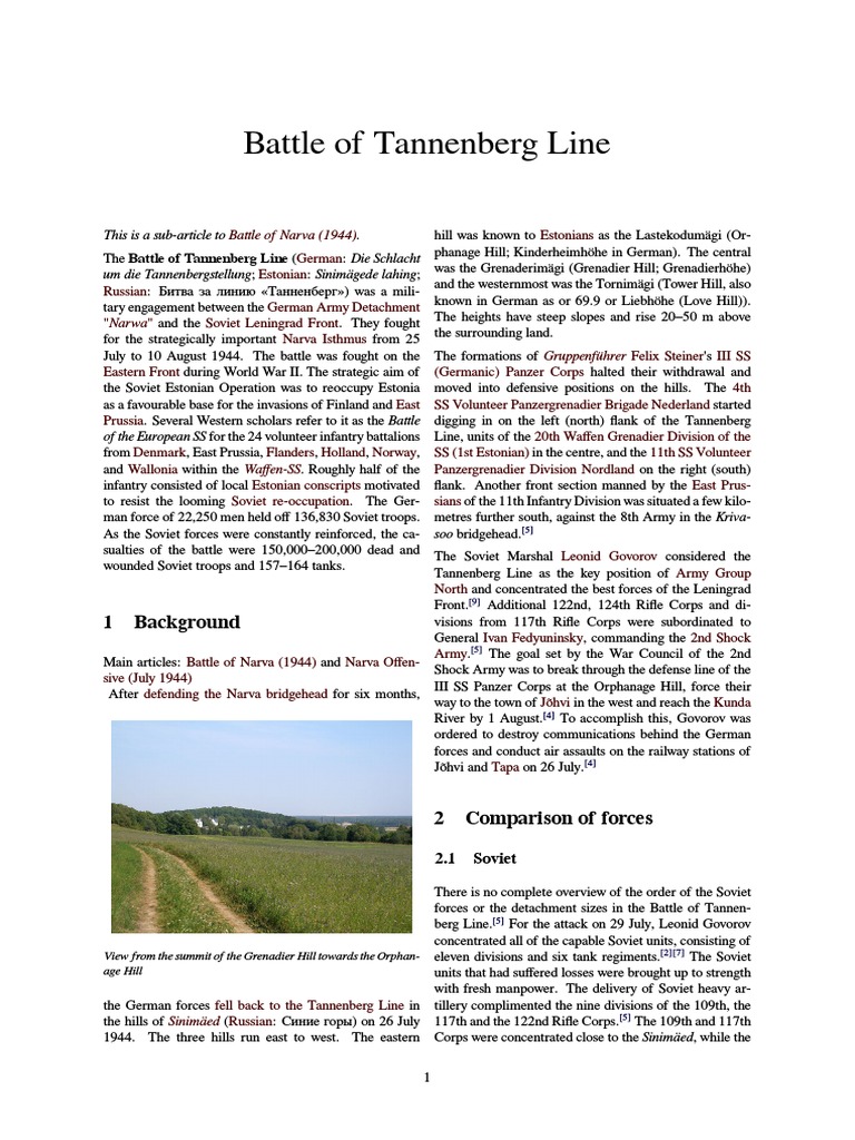 Battle of Tannenberg Line | Military Science | Warfare