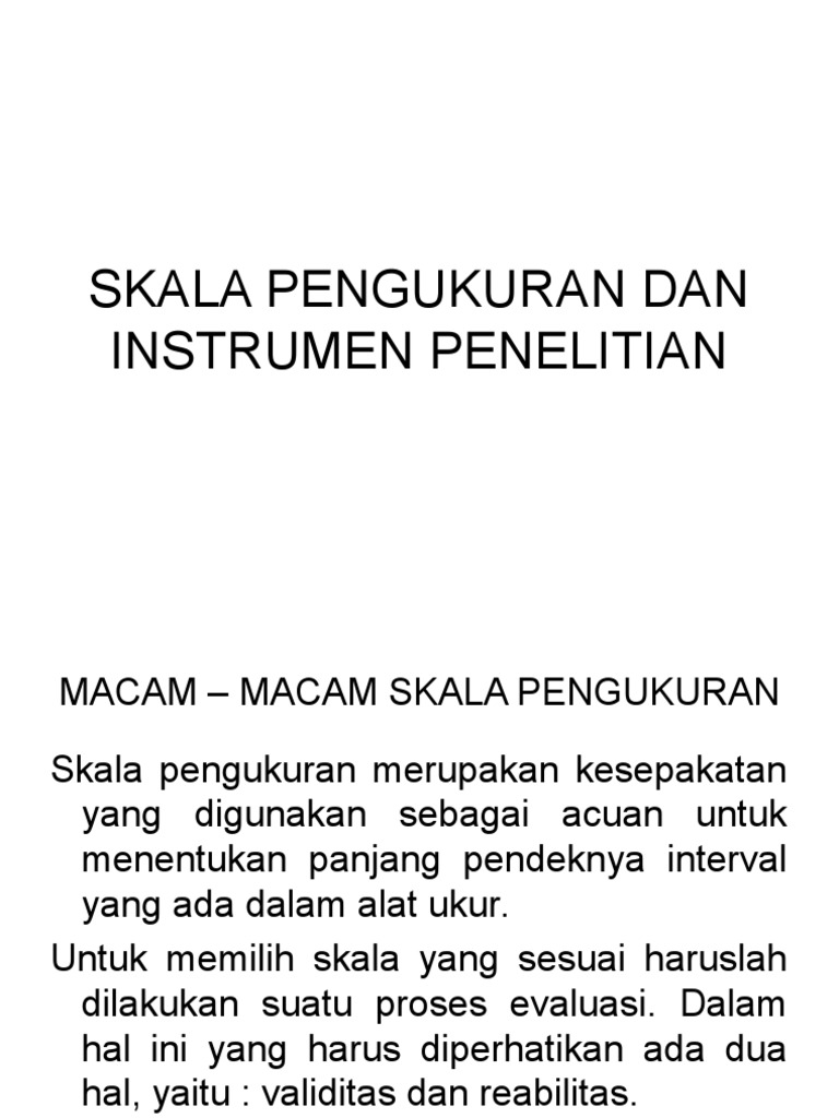 Skala Instrumen Penelitian dan Jenisnya | PDF | Teknologi & Rekayasa